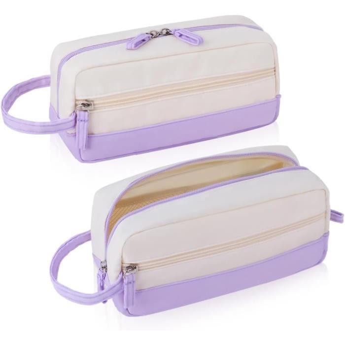 Trousse à stylo double zip violette - Grande capacité pour 40 stylos ...