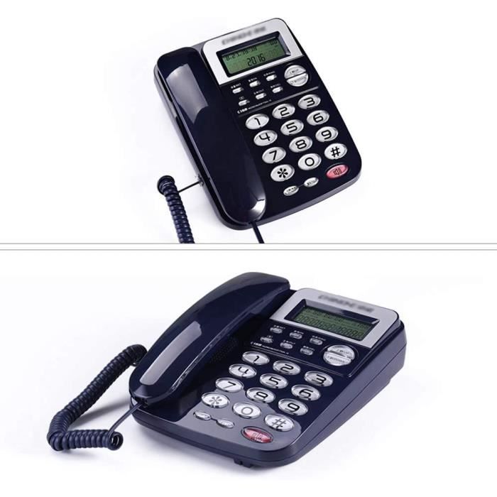 Téléphone Fixe, Téléphone avec Fil pour Personnes Âgées, Fonction Mains ...