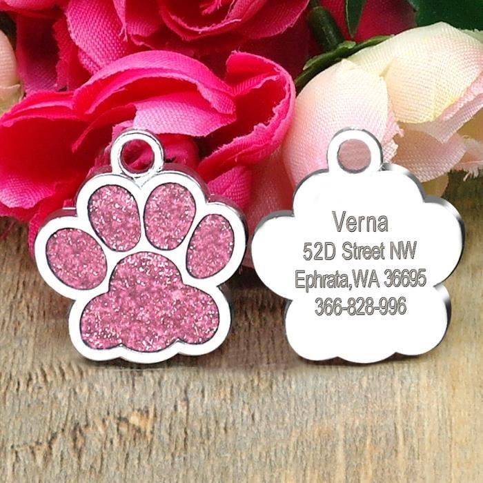 CRAZE Personalized Dog Tags Engraved Cat ID Tag Round Bone Paw Shape ...