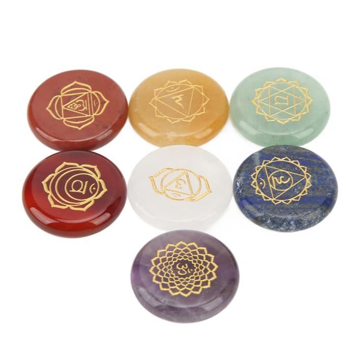 Duokon Pierres de chakra Chakra Stones Sept Chakra Energy Healing Stone Aura Rune Stone Amulette ...