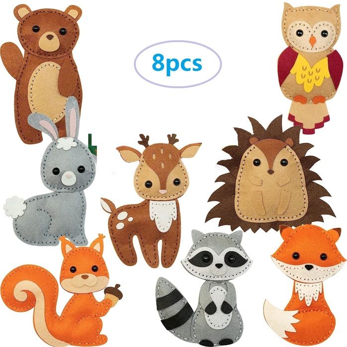 Kits de Couture Enfant, Lot de 8 animaux de la forêt en Feutre ...