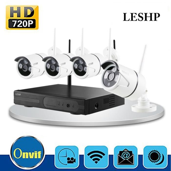 LESHP caméra de surveillance sans fil extérieur 4CH WIFI NVR + 4 Caméra ...