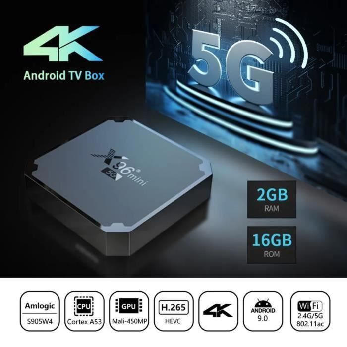 Linklife X96 Mini Android TV Box Android 7.1 TV Box Amlogic S905W Quad-Core 2 Go + 16 Go 4K HD ...