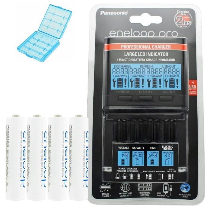 Chargeur - PANASONIC - BQ-CC65 - 4 Piles eneloop AAA - Écran LCD - USB ...