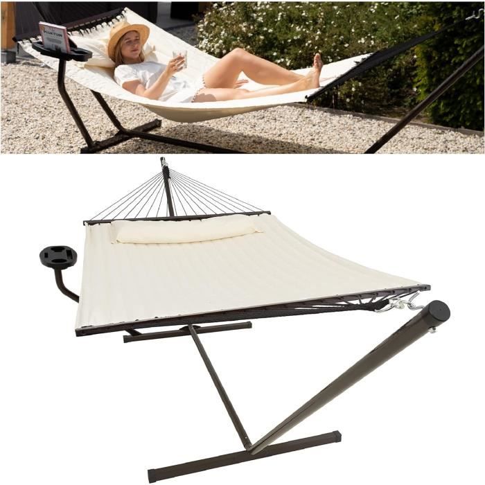 Hamac Sur Pied Avec Table D‘Appoint Intégrée \U2013 Hamac Avec Support 2 Personnes Hauteur ...