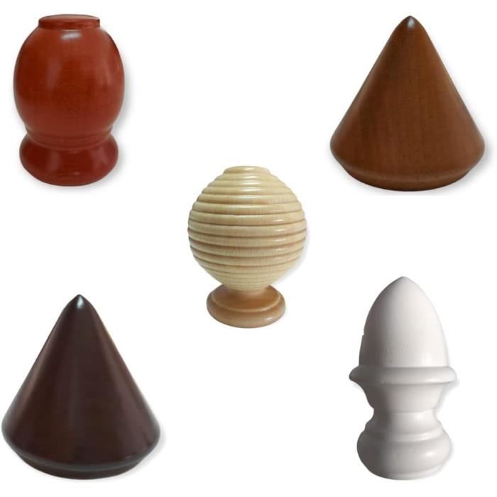 Lot de 2 embouts en bois pour tringles à rideaux en bois, diamètre 35 ...