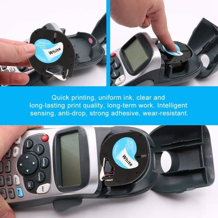 Bande d'étiquettes Label Strip, 10 Pcs Label Tape Black on White Label ...