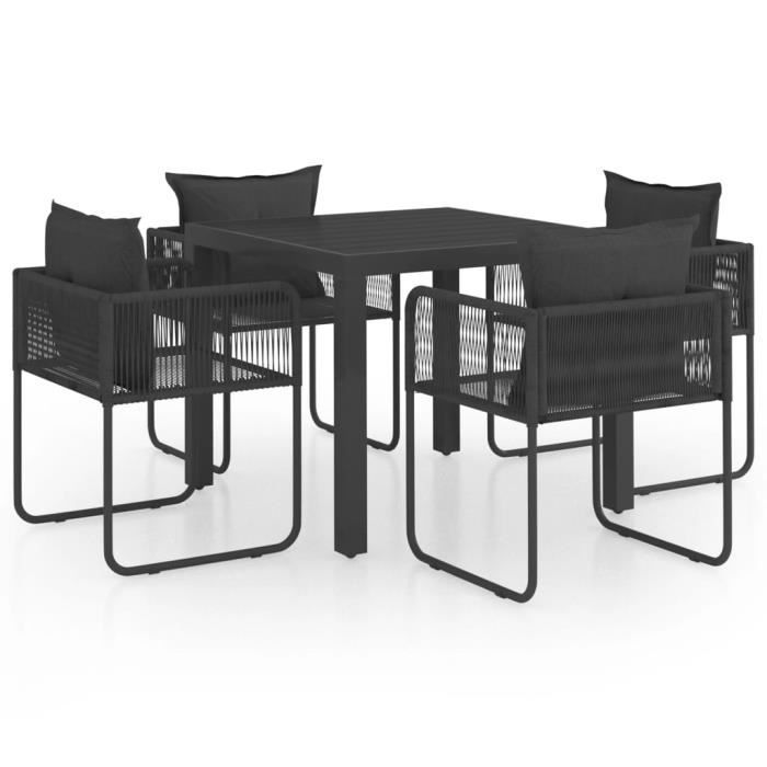 Salon de jardin 5 pcs PVC Résine tressée Noir HAO-0D060D013060101 ...
