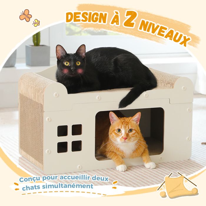 PAWZ Road Griffoir en Carton pour Chat, Maison de Grattage 2 en 1 avec ...
