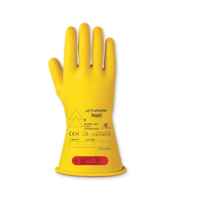 Activarmr Gants Electricien, Protection Électrique Classe 0 (Tension ...