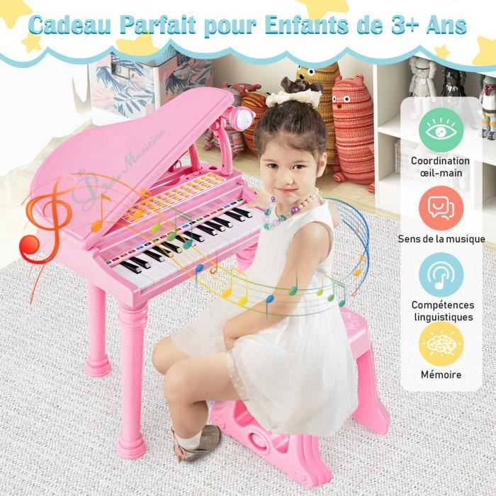 DREAMADE Piano Enfant 31 Touches, Jouet Piano Numérique avec Tabouret ...