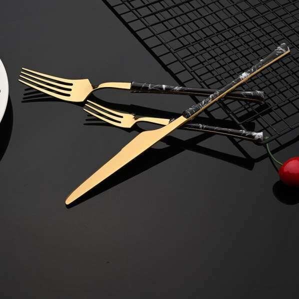 ZME14787-Couverts en acier inoxydable. Imitation bois. manche en argent ...