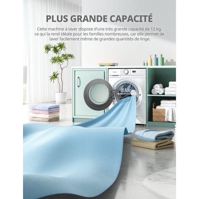 COMFEE Lave-linge - 12 kg - moteur BLDC - classe A - vapeur - 1400 tr ...