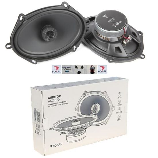 2 FOCAL ACX-570 enceinte coaxiale 2 voies ovale 5 x 7" 13 x 18 cm 60 watts rms 120 watts max 4 ...
