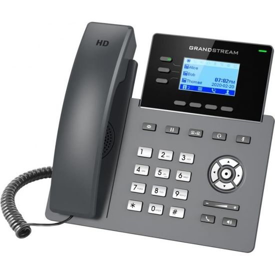 Grandstream Networks GRP2603P téléphone fixe Noir 3 lignes LCD - GRP ...