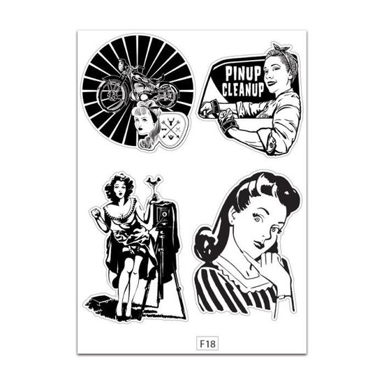 Planche A4 de stickers pinup autocollant adhésif – F18 - Cdiscount ...