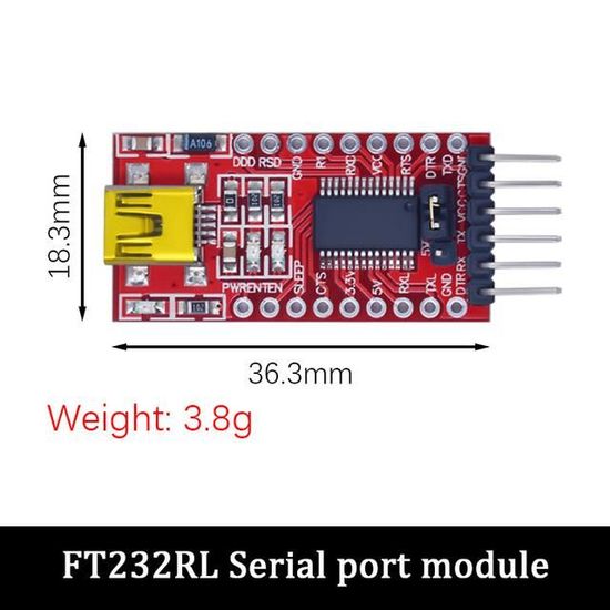 Circuits intégrés,RED--Module Adaptateur Série Ft232rl, Ftdi, Usb, 3,3 ...
