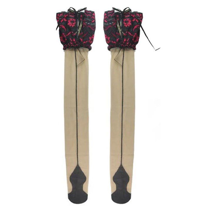 Bas résille sexy pour femme,couture arrière au talon,dentelle large ...