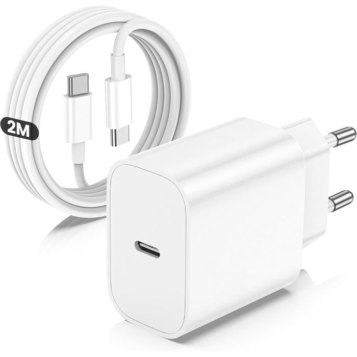 20W Chargeur USB C avec câble avec Cable 2m USB C to C pour Apple ...