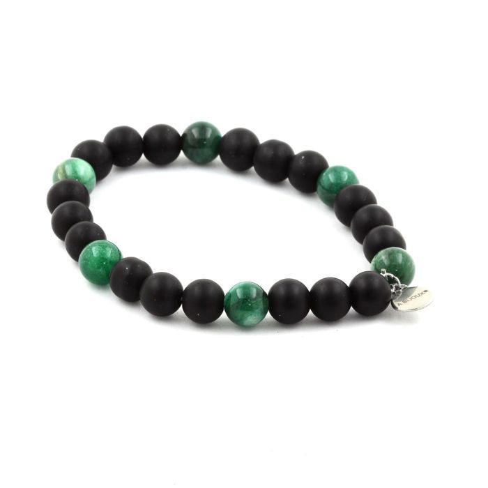 Pierres et Minéraux. Bracelet Perles Onyx noir mat + Mica vert de ...