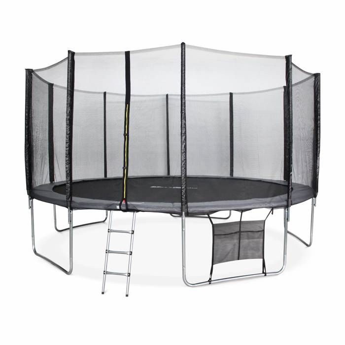 Trampoline 460cm gris avec filet de protection. échelle. bâche. filet ...