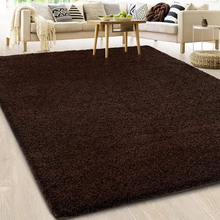 Tapis (Marron-Foncé,140x200cm) Anti Slip Salon Design Moderne Poils ...