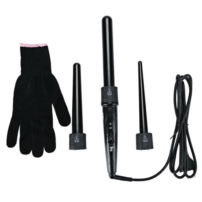 Noir 3 Pièces Clips Fer à Boucler Curling Wand interchangeables Fer ...
