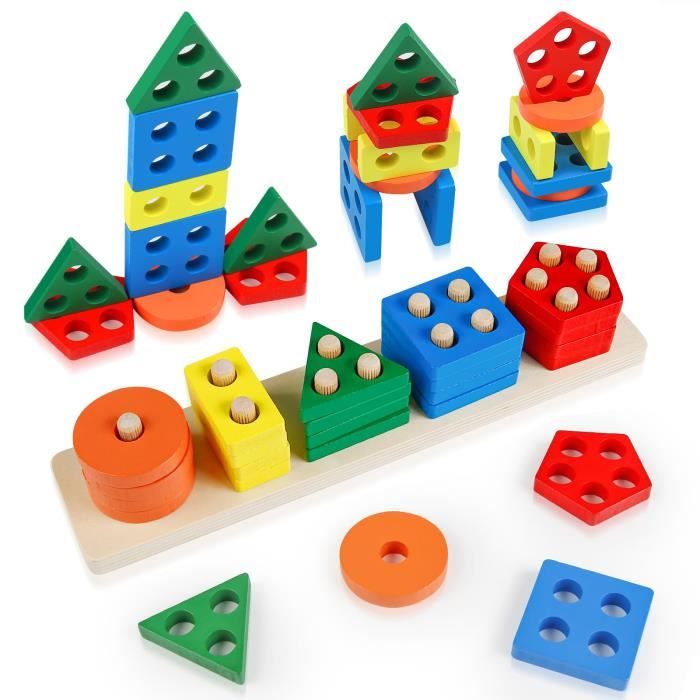 Jouets Montessori pour Tout-Petits de 1 2 3 Ans, 20 Pcs Jouet en Bois à ...