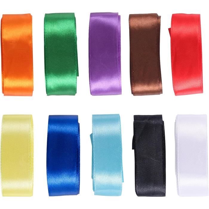 Ruban Satin, 10 Couleurs 25Mm X 5M Ruban Tissu Pour Bricolage Art ...