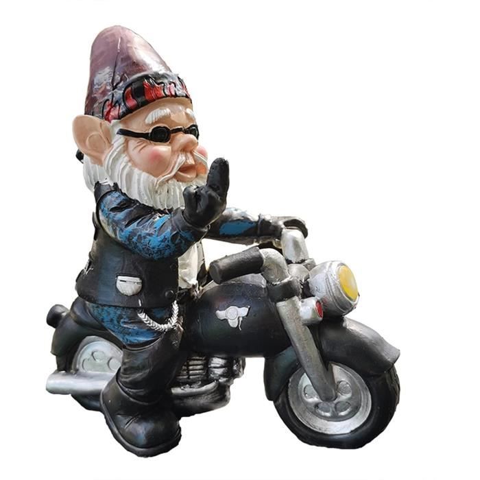 Statue de nain de jardin - Drôle de moto d'équitation - Figurine de ...