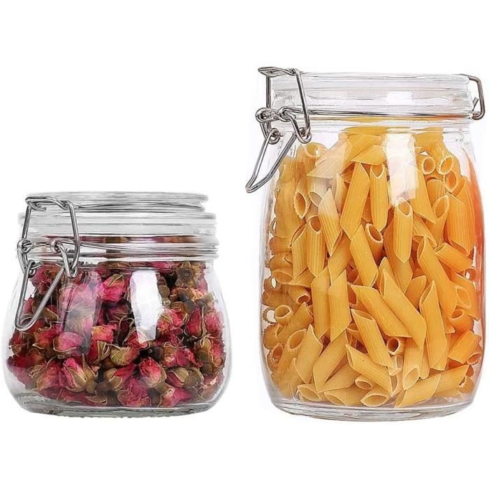 2 Bocal en Verre Hermetique avec Couvercle, 0,5 L+1 L Petits Bocaux ...