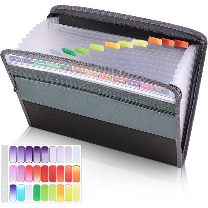 Trieur A4 Accordeon 12 Compartiments avec fermeture éclair, Document ...