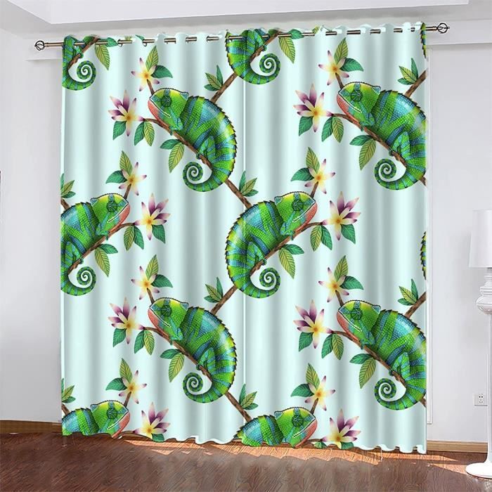 Rideau Occultant à Oeillets 3D caméléon Motif Salon Isolant Thermique ...