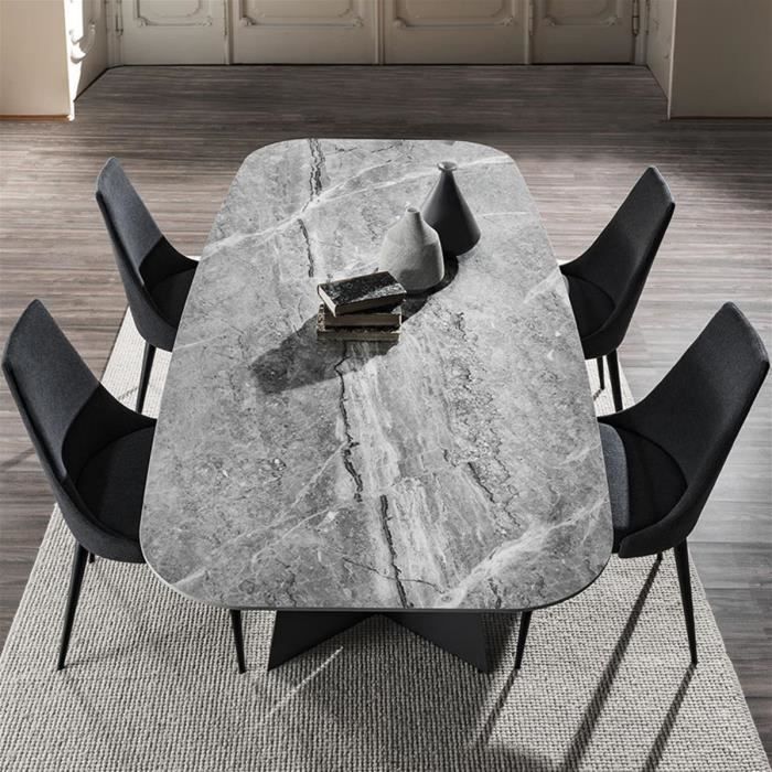 Table 240 cm design en grès effet marbre gris EMPERIA Gris L 238 x P ...