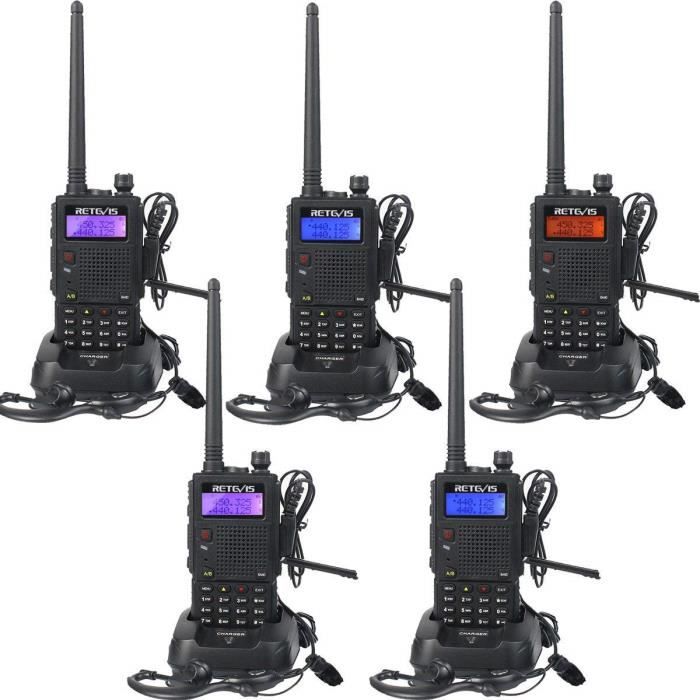 Retevis RT5 Bi-Bande Talkie Wakie VOX 1400mAh 1750Hz Surveillance Radio ...