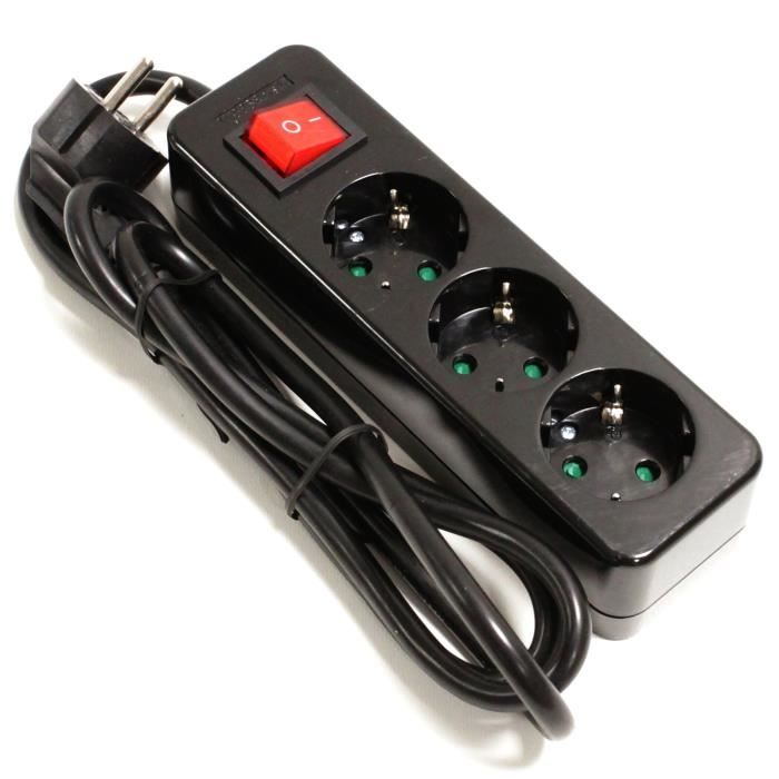 CableMarkt - Multiprise avec interrupteur avec trois prises Schuko 230 V avec un câble de 1,5 m ...