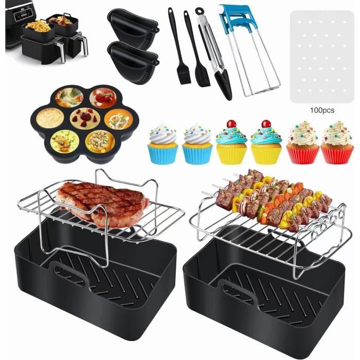 Accessoires Pour Friteuse À Air Double Pour Ninja : Doublures En Silicone Pour Friteuse À Air ...
