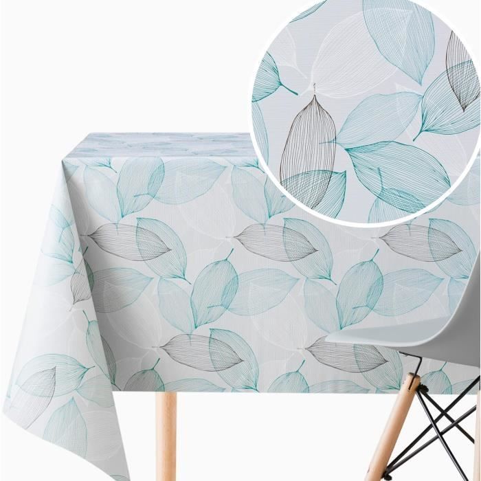 Nappe Toile Cirée Feuille Naturel Nappe Pvc Feuilles Grise Et Bleu ...