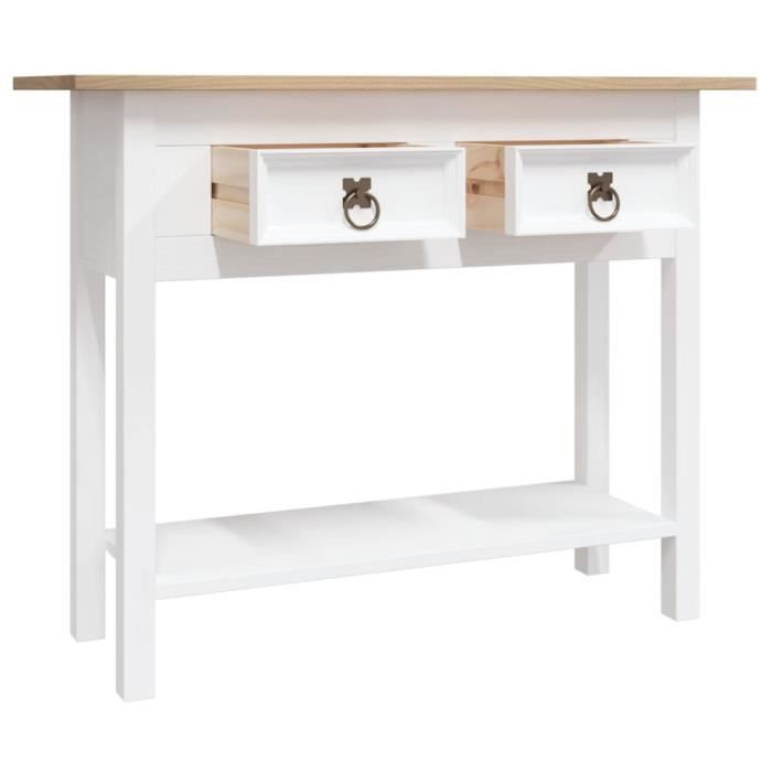 YN2258 Table console Gamme Corona Pin mexicain Blanc 90x34,5x73 cm ...