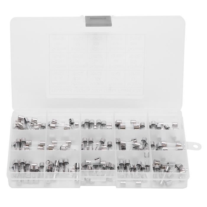 MAD 150pcs Kit Assorti de Fusibles en Tube de Verre 0.1A-20A 250V 5x20mm avec Boîte de Rangement ...