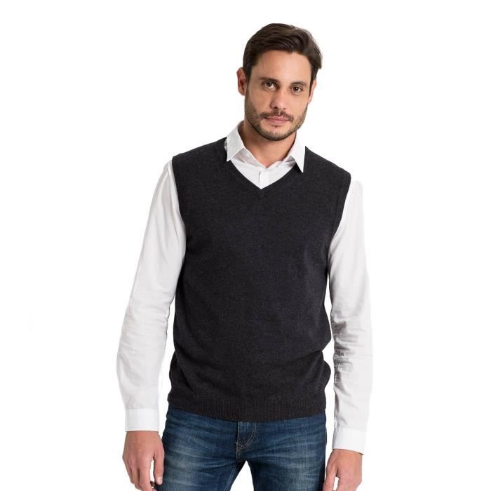 WoolOvers Pull sans manches Homme Gris charbon - Cdiscount Prêt-à-Porter