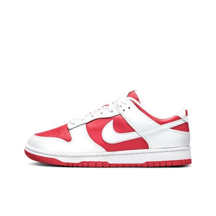 Basket Nike Dunk Low Retro University Red - Blanc - Cuir - Plat ...