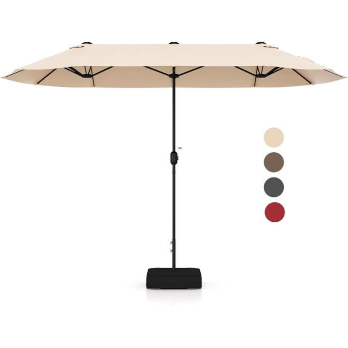 Parasol de Jardin double 4 x 2 m avec LED, Parasol rectangulaire avec ...