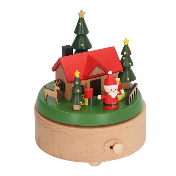 Boîte à musique en bois de Noël - TMISHION - Maison du Père Noël à fond ...