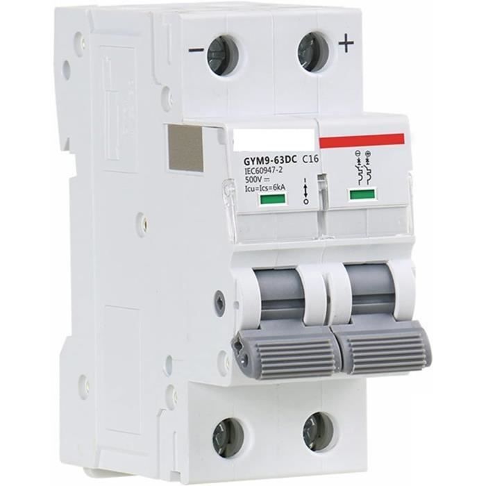 Disjoncteur Rail Din Mcb 6Ka 2P 500V Mini Disjoncteur Dc6A 10A 16A 20A 25A 32A 40A 50A 63A ...