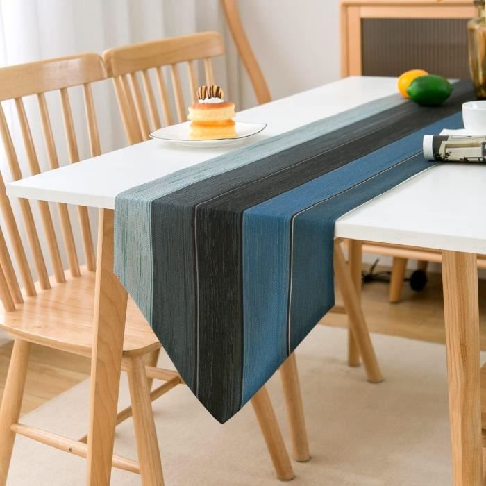 Chemin De Table Salon Moderne Lin Bleu Ensembles De Table Rustique En ...