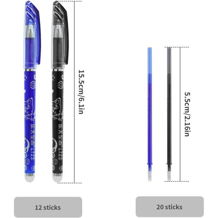 RNHDLY 32 Pcs Stylo Effacables, 0,5mm Stylos Effaçables, Stylo Gel ...