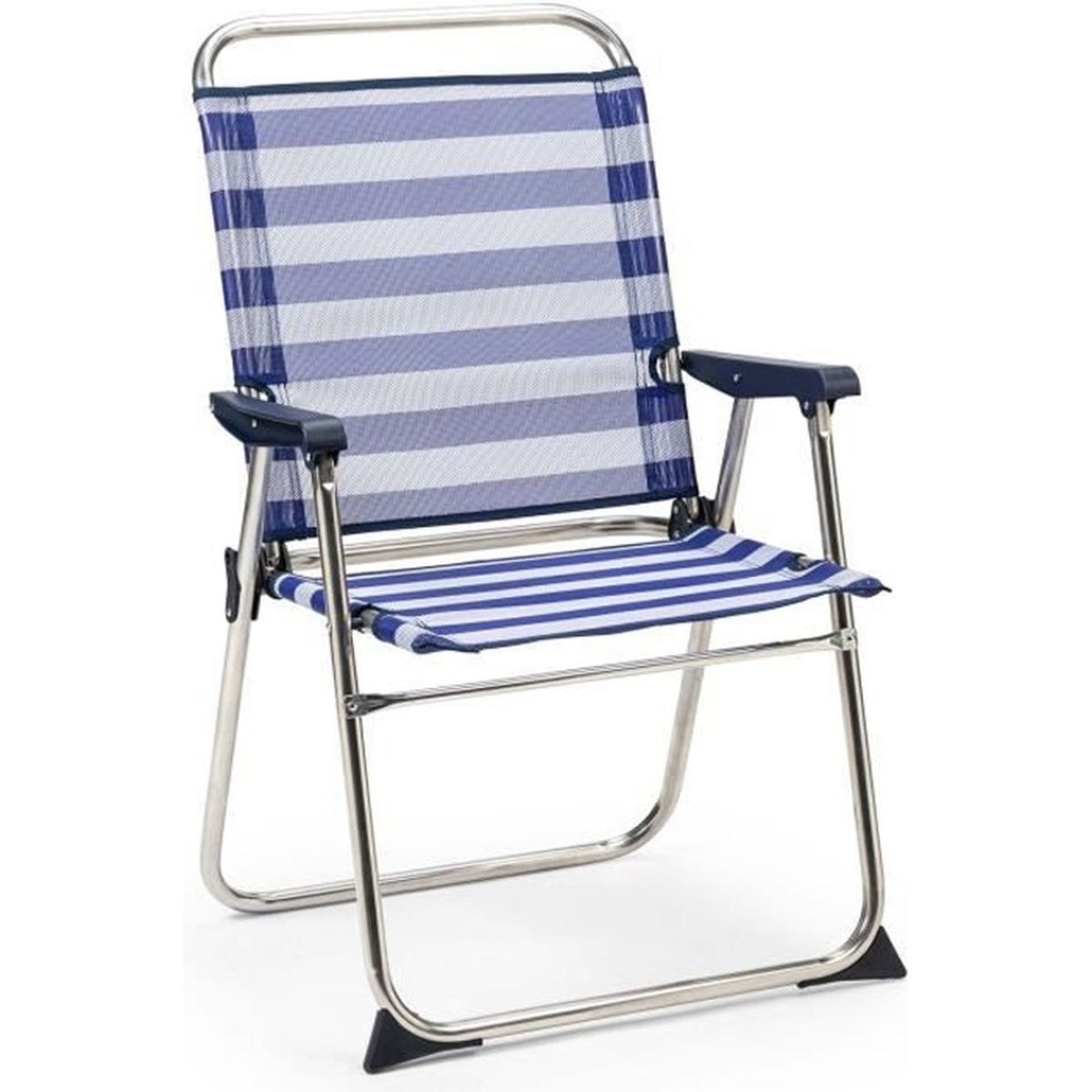Chaise de Plage Pliante Solenny Marinera Dossier Haut Bleu et Blanc ...