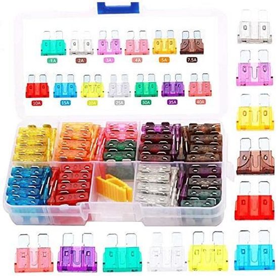 90 pcs Mini Lame Fuse Set Assortiment Voiture Fusibles (1A 2A 3A 4A 5A 7.5A 10A 15A 20A 25A 30A ...