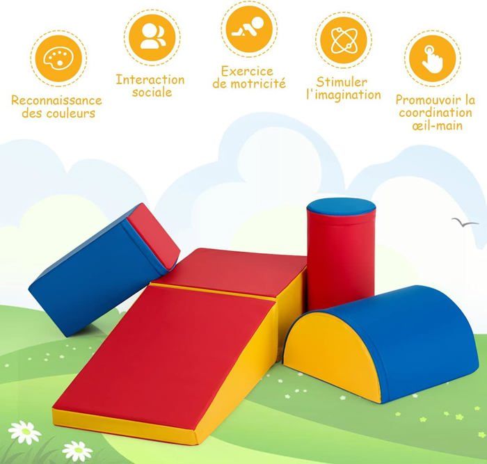 GOPLUS 5 Pcs Module Motricité Bébé en Mousse, Parcours de Motricité ...